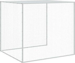 Klec pro kuřata se střechou světle šedá 203 x 98 x 90 cm ocel 3189044
