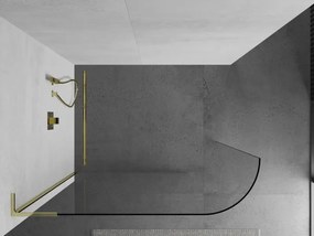 Mexen Kioto L, sprchová zástěna Walk-In 90 x 200 cm, 8mm čiré sklo, zlatý lesklý profil, 800-090-103-50-06