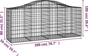 Klenuté gabionové koše 20ks 200x50x80/100 cm pozinkované železo 3145634
