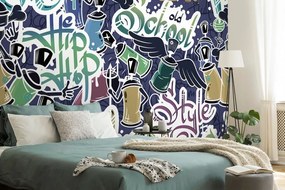 Tapeta graffiti street art ve fialovém - 150x100 cm