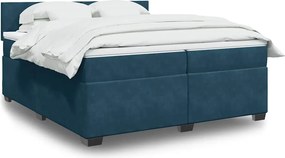Box spring postel s matrací tmavě modrá 200x200 cm samet 3286400