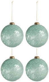 4ks vánoční skleněná zelená ozdoba - Ø 10 cm
