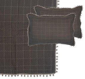 Šedý přehoz na postel a 2x povlak na polštář Bulb - 230*250 cm / 50*70 cm