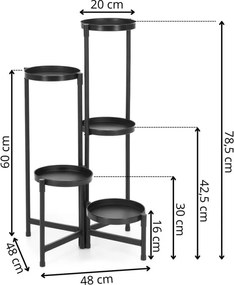 Kovový stojan na rostliny 78,5 cm SPRINGOS GA0218 černý