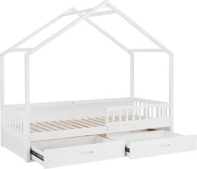 Montessori postel, 90x200, bílá, masiv, BIANKA