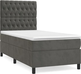 Box spring postel s matrací tmavě šedá 100x200 cm samet 3143188