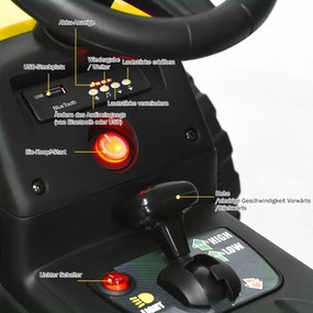 Costway Dětský traktor 12 V s přívěsem na baterie elektrické autíčko žluté, žluť