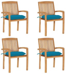 Stohovací zahradní židle s poduškami 4 ks masivní teak 3073259