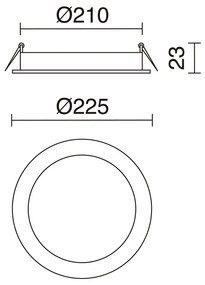 Indeluz 599A-L3118A-01 stropní LED svítidlo do podhledu Gia, kulaté, bílé, 18W, 3000K, 110°, ø22,5cm, IP23