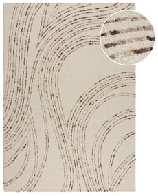 Hnědý/krémový vlněný koberec 80x150 cm Abstract Swirl – Flair Rugs