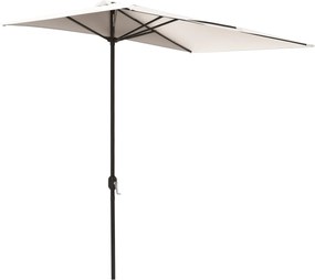 Outsunny Obdélníkový Parasol 230x130x245 cm Skládací Poloviční Parasol s Kličkou UV 30+ Ochrana Voděodolný Parasol pro Balkon Terasu Zahradu Krémový |