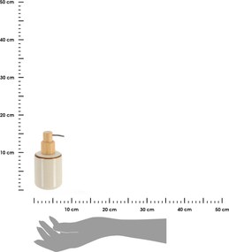 Dávkovač mýdla Elva, béžová/s dřevěnými prvky, 300 ml