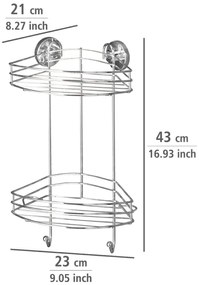 WENKO 20885100-Rohový regál VACUUM-LOC RUND STAH 24,5x41 cm lesk. chrom