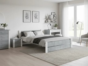 Postel IKAROS DOUBLE 140 x 200 cm, beton/bílá Matrace: Matrace Coco Maxi 20 cm, Rošt: Bez roštu