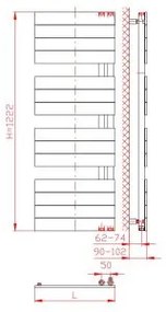 Thermal Trend DHR-E 750 x 1222 elektrický topný žebřík, 700W DHR-E 750/1222-700W antracit PROVEDENÍ: levá strana