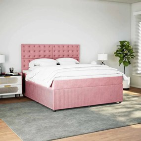 Box spring postel s matrací růžová 180x200 cm samet 3292423
