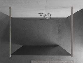 Mexen Kioto, sprchová zástěna Walk-In 100 x 200 cm, 8mm sklo vzor zrcadlo, broušená ocel profil, 800-100-002-97-50