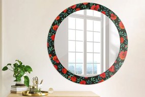 Kulaté dekorativní zrcadlo Červené semeno máku fi 80 cm