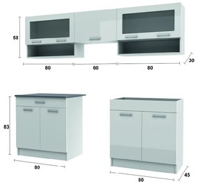 Kuchyňská linka Gloss 220/160 vanilka lesk