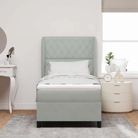 Postel s boxspringem s matrací Světle šedá 190 x 90 cm samet 3340850