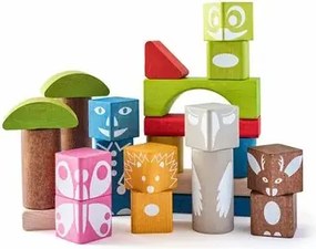Woody Kostky barevné s potiskem 26 ks - 3,3 cm / od 2 let