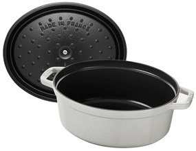 Staub Cocotte hrnec oválný 33 cm bílá lanýžová, 11033107