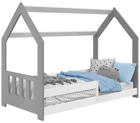 Dětská postel Domeček 160x80 D5C šedá s roštem