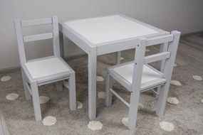 Drewex Dřevěný dětský stůl a dvě židličky bílá/šedá