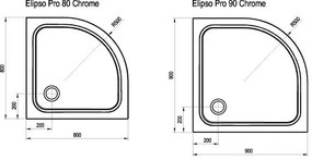 Ravak Sprchová vanička čtvrtkruhová 90×90 cm - bílá,     ELIPSO PRO 90 CHROME   XA247701010 ELIPSO PRO 90 CHROME
