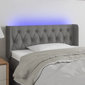Čelo postele s LED tmavě šedé 93 x 16 x 78/88 cm textil