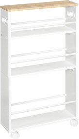 Úzký pojízdný kuchyňský regál Vasagle Tonari 45 cm bílý/hnědý