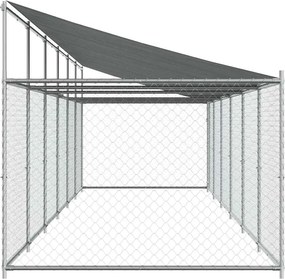 Klec pro psy se střechou a dvířky šedá 12x2x2m pozinkovaná ocel 3209572