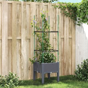 Zahradní truhlík s treláží šedý 40 x 40 x 142,5 cm PP - Default Title