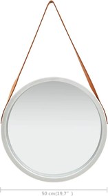 Nástěnné zrcadlo s popruhem 50 cm stříbrné 320366