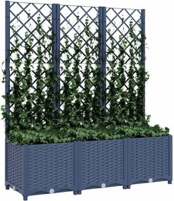 Zahradní truhlík s treláží modrá šedá 120 x 40 x 136 cm PP 318253