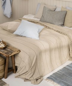 IB LAURSEN Přehoz na postel Cream/Brown Stripes 240 x 240 cm, krémová barva, textil