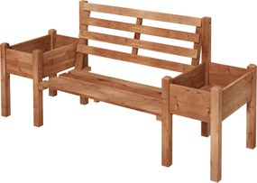 Zahradní lavička Outsunny, pro 2 osoby, dřevěná lavička s květináčem, vhodná do zahrady a na terasu, nosnost až 240 kg, 184 x 59 x 95 cm, tmavě hnědá