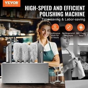 Leštič sklenic na víno s 8 kartáči Lešticí stroj 156,1 l/H pro barovou restauraci