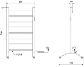 Mexen Oso, elektrické topné těleso pro postavení 910x500 mm, 200 W, bílá, W304-0910-500-00-20