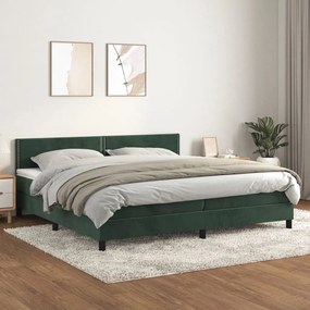 Box spring postel s matrací tmavě zelená 200x200 cm samet,  3141266