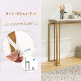 Costway 120 cm konzolový stůl s deskou z umělého mramoru a geometrickým kovovým