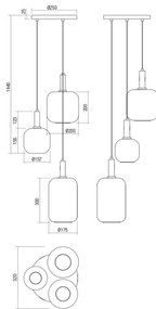 Redo 01-3198 - Lustr na lanku BRINA 3xE27/23W/230V