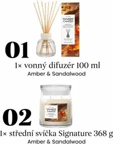 Yankee Candle Amber  Sandalwood / Dárková sada / Svíčka + difuzér 100