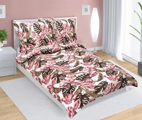 Bellatex Povlečení krepové Monstera růžová rozměr 140x200, 70x90 cm