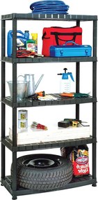 Úložný regál 5patrový černý 85 x 40 x 185 cm plast 147685