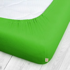 Jersey prostěradlo tmavě žlutozelené na výšku matrace do 20 cm Velikost: 90 x 220