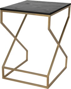 Zlatý kovový odkládací stolek Stefano s černou deskou - 40*40*55 cm