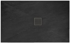 Rea BLACK ROCK- Akrylátová sprchová vanička 90 x 120 x 3,5 cm + sifon, černá, REA-K4580