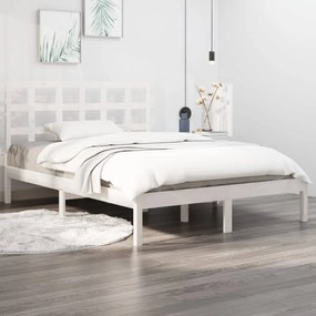 Rám postele bílý masivní dřevo 140 x 190 cm,  3105451