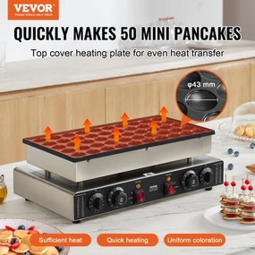 50PCS 43 mm Mini holandský palačinkář komerční Dorayaki Baker 1700 W